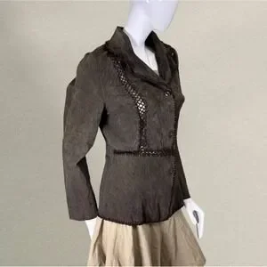 White Stag | Jackets & Coats | Brown Suede Jacket Crochet Trim Boho ...
